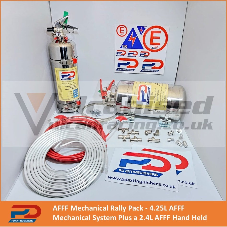 PD Stainless Rally Car Fire Extinguisher Kit 4.25L + 2.4L AFFF- FIA MSA ...