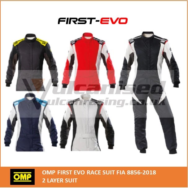 OMP FIRST EVO RACE SUIT FIA STANDARD 8856-2018 2 LAYER | Vulcan Racing ...